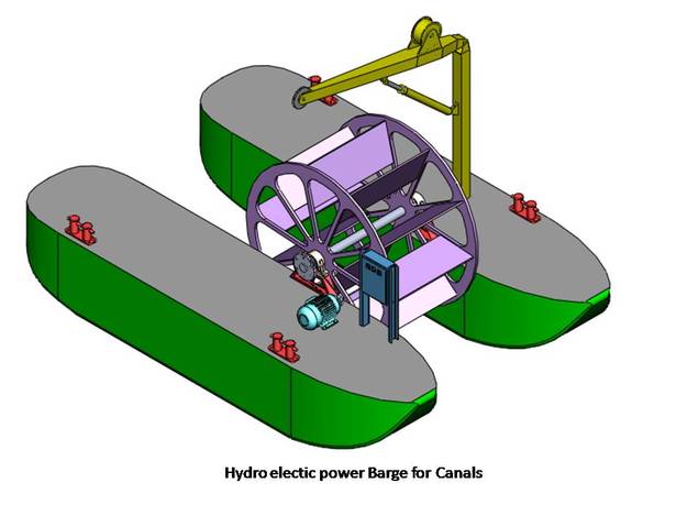 Hydro electric power barge for canals - STEP / IGES, SOLIDWORKS - 3D ...