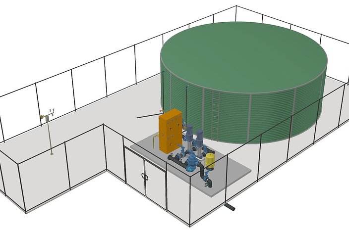 LARGE IRRIGATION STORAGE TANK & PUMP SET - AutoCAD - 3D CAD model - GrabCAD