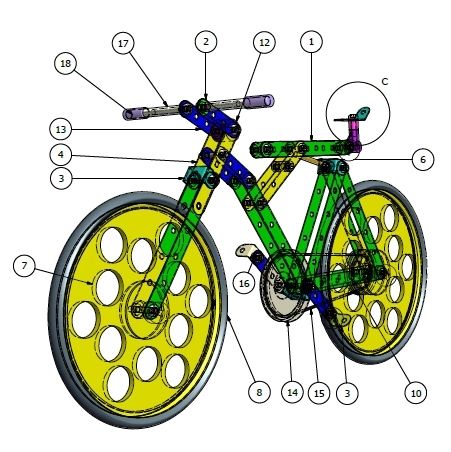 Meccano Mountain Bike - Autodesk Inventor, STL - 3D CAD model - GrabCAD
