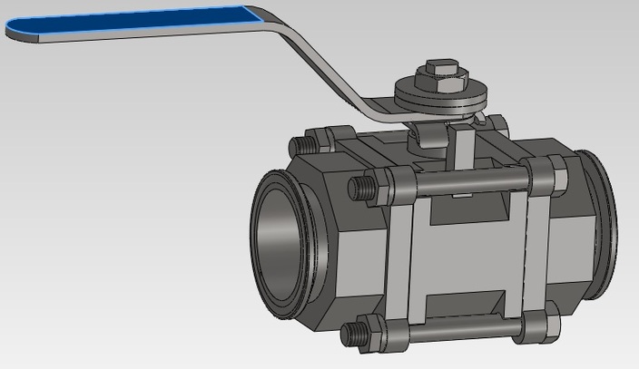 Sanitary ball valve 2 inches - SW 2011 - SOLIDWORKS, Other - 3D CAD ...