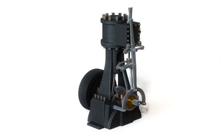Vertical Steam Engine - STL, STEP / IGES, SOLIDWORKS - 3D CAD model ...