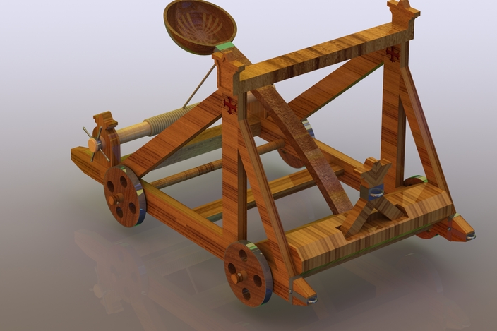 Catapulta medieval / Medieval Catapult - STEP / IGES, SOLIDWORKS - 3D ...