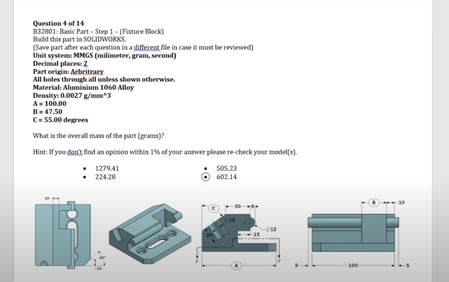 CSWA FIXTURE BLOCK (bloque de fijación) | 3D CAD Model Library | GrabCAD