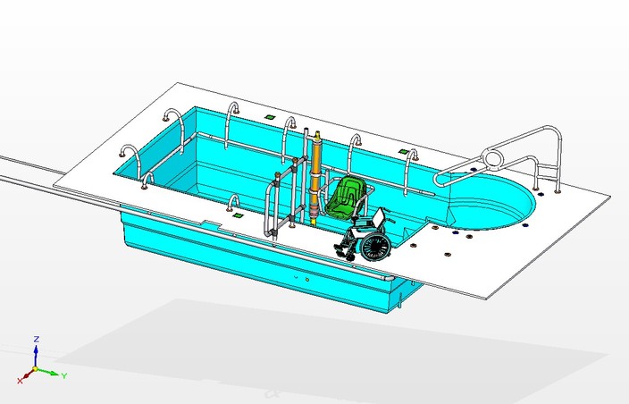 POOL WITH LIFT FOR DISABLED PERSON - STL, STEP / IGES - 3D CAD model - GrabCAD