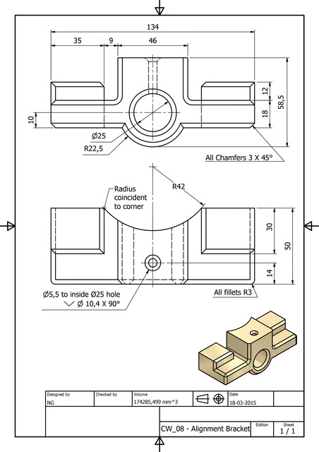 3D CAD Curtis Waguespack part /Alignment Bracket/ Soporte de Alineación ...
