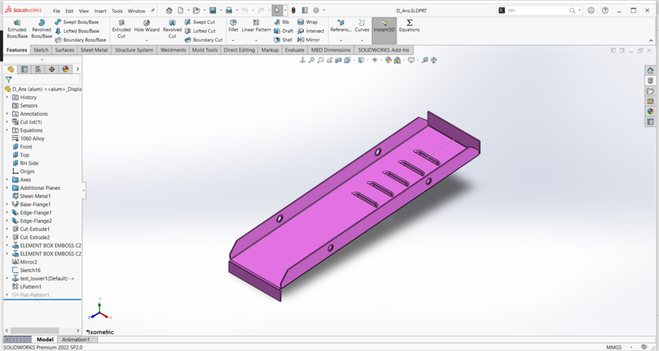 SolidWorks Final Exam Sheet Metal, 50% OFF
