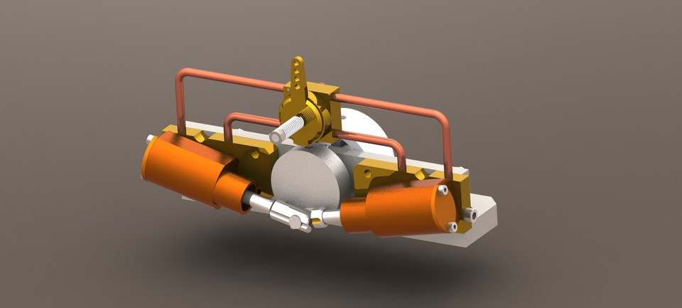 A STURDY 2 CYLINDER BOXER TYPE OSCILLATING STEAM ENGINE | 3D CAD Model ...