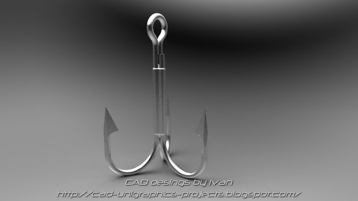 Three hook, fishing hook - STL, STEP / IGES - 3D CAD model - GrabCAD