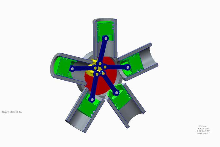 5 Cylinder Radial Engine with Hand Crank - PTC Creo Parametric - 3D CAD ...
