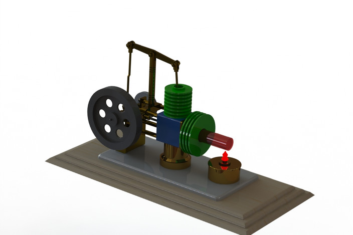 stirling engine - Parasolid, SOLIDWORKS - 3D CAD model - GrabCAD