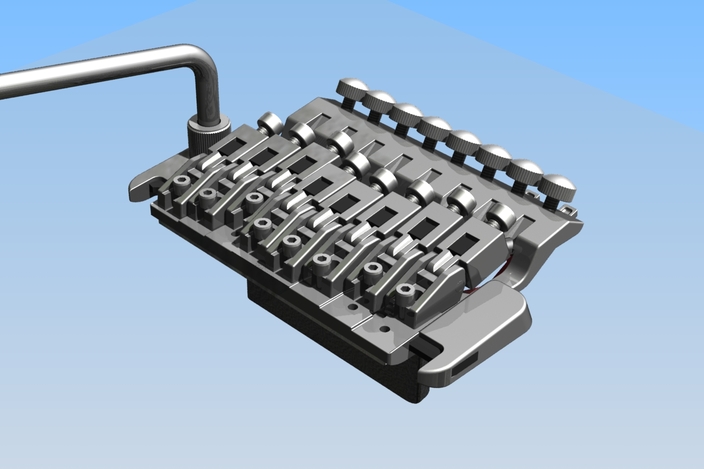 Guitar Bridge 8 String - Autodesk Inventor, STL, STEP / IGES - 3D CAD ...