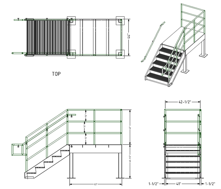 Exterior Metal Stair Cad Detail