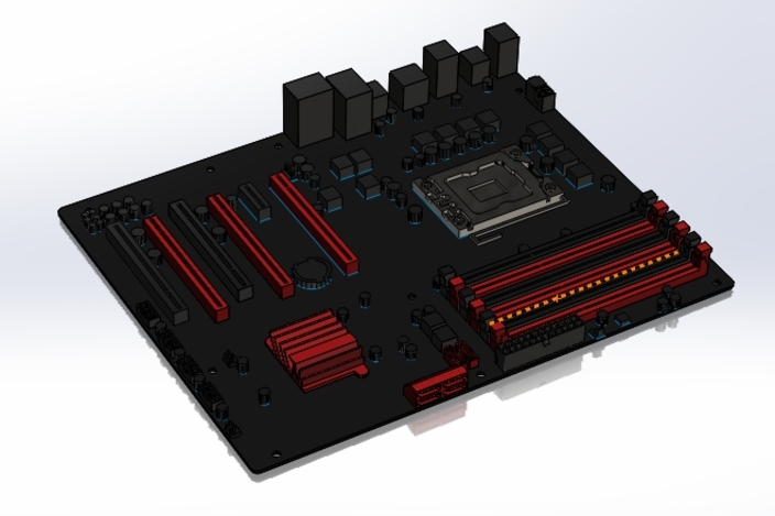Asus P6T SE MotherBoard. ATX - SOLIDWORKS - 3D CAD model - GrabCAD
