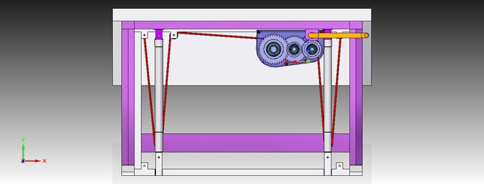 workbench Table height adjustment mechanism gearbox and puleys - STL ...