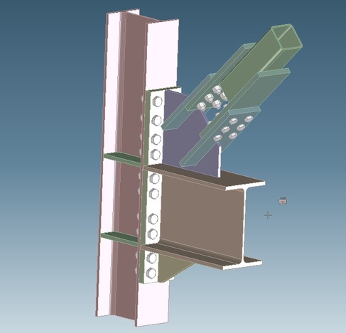 Bolted Steel Brace Frame Connection - PTC Creo Elements - 3D CAD model ...