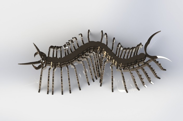 Centipede, millipede, sheet metal puzzle, metalcraftdesign, 3d model ...