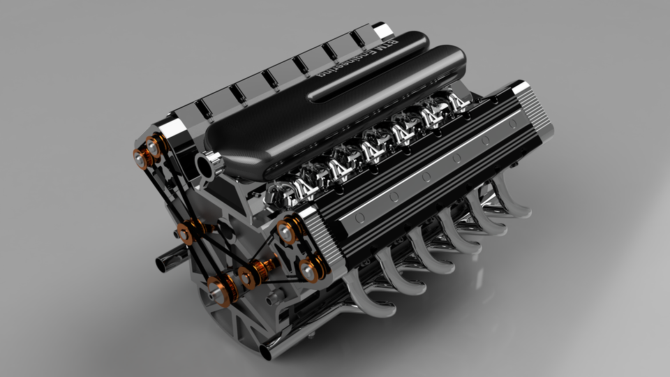 V12 Combustion Engine | 3D CAD Model Library | GrabCAD