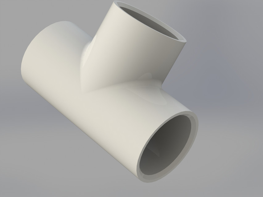 90 Degree PVC Equal Tee | 3D CAD Model Library | GrabCAD