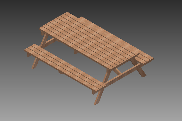Standard Picnic Table - Autodesk Inventor, STEP / IGES - 3D CAD model ...