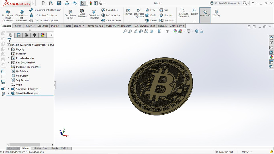 Bitcoin Logo 3D Model [FREE] | 3D CAD Model Library | GrabCAD