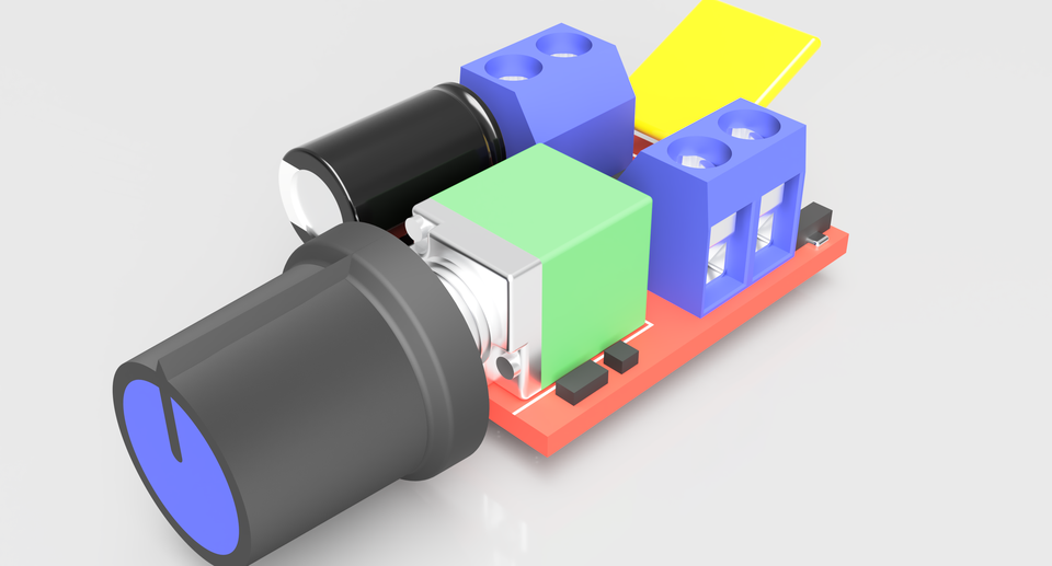 PWM Adjustable Speed (motor) Controller/LED Dimmer | 3D CAD Model ...