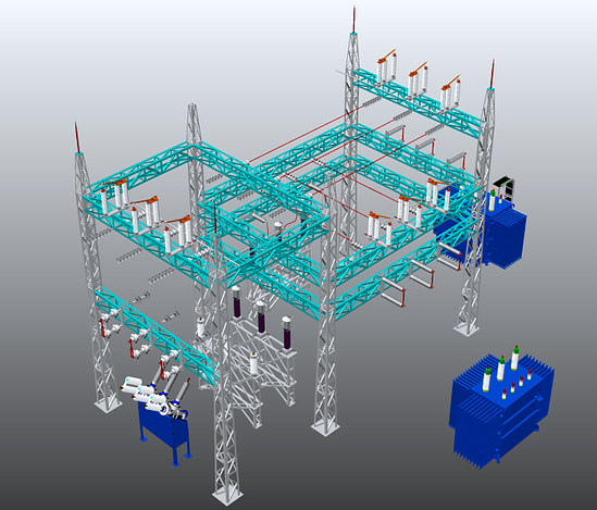 69kv Substation - AutoCAD - 3D CAD model - GrabCAD