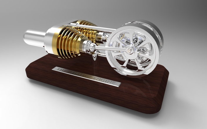 Stirling Engine Gamma model - STEP / IGES, SOLIDWORKS - 3D CAD model ...