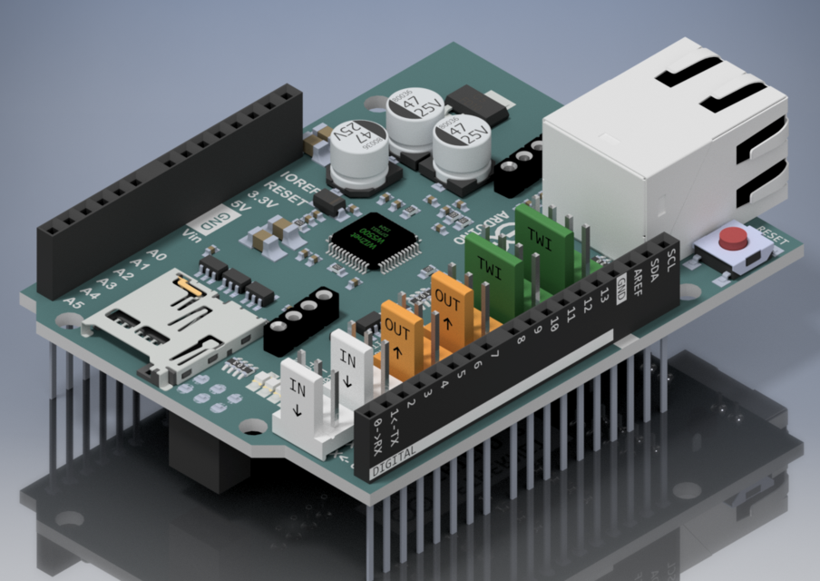 Arduino Ethernet Shield 2 | 3D CAD Model Library | GrabCAD