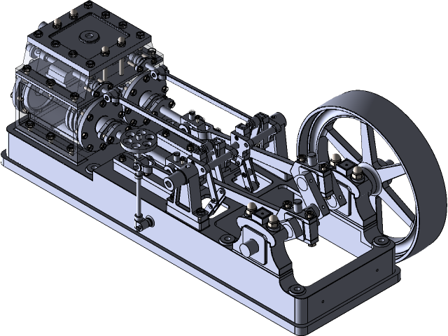 2 CYL HORIZONTAL STEAM ENGINE | 3D CAD Model Library | GrabCAD
