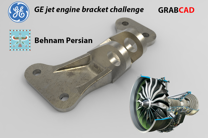 GE jet engine bracket - STEP / IGES - 3D CAD model - GrabCAD