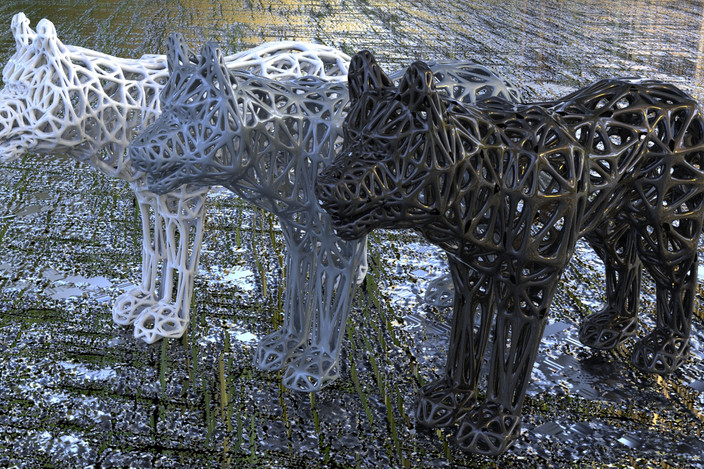 THREE WOLF - OBJ, STL - 3D CAD model - GrabCAD