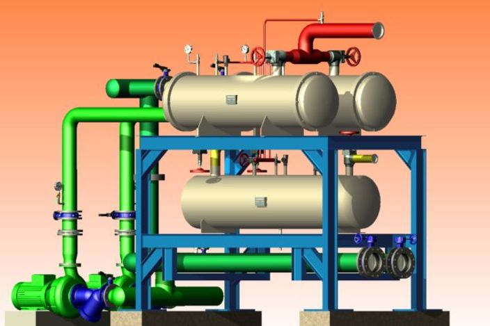 Parallel condenser with receiver - STEP / IGES - 3D CAD model - GrabCAD