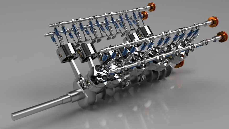 V12 Combustion Engine | 3D CAD Model Library | GrabCAD