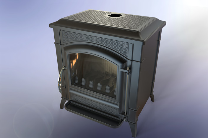 Wood stove for fireplace - Parasolid, SOLIDWORKS - 3D CAD model - GrabCAD