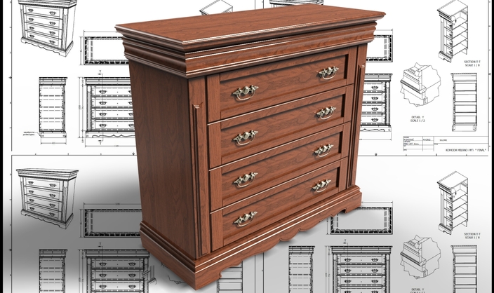 Drawer Chest Cabinet - AutoCAD, Autodesk Inventor, STL, STEP / IGES ...