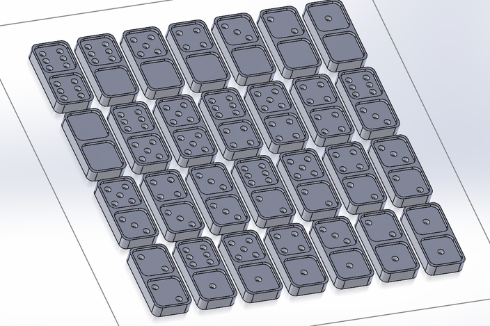 Machined Aluminum Dominoes - Mastercam, SOLIDWORKS - 3D CAD model - GrabCAD