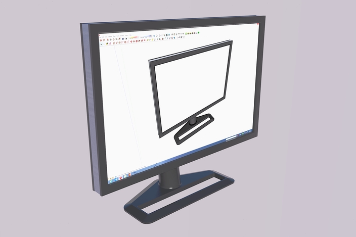 HP ZR30w Monitor - SketchUp - 3D CAD model - GrabCAD