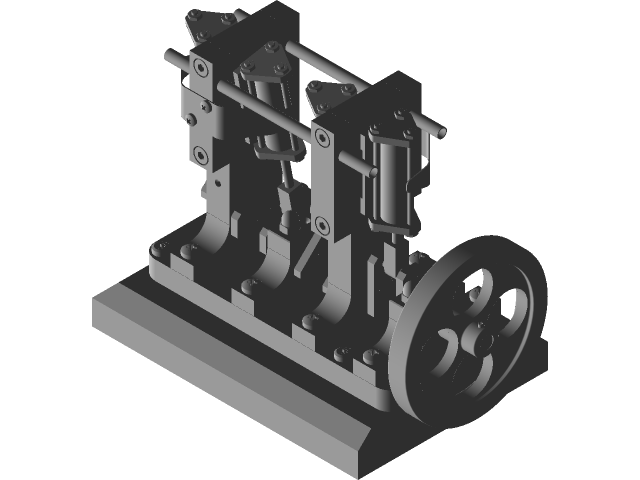 4-Cylinder Vertical Steam Engine | 3D CAD Model Library | GrabCAD