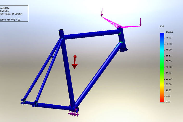 Factor of Safety Analysis of a Bike Frame - SOLIDWORKS - 3D CAD model ...