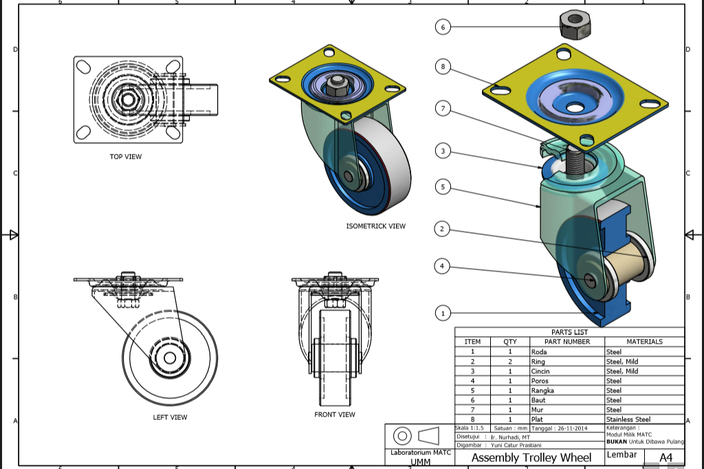 Trolley Wheel MZ - Autodesk Inventor, Other - 3D CAD model - GrabCAD