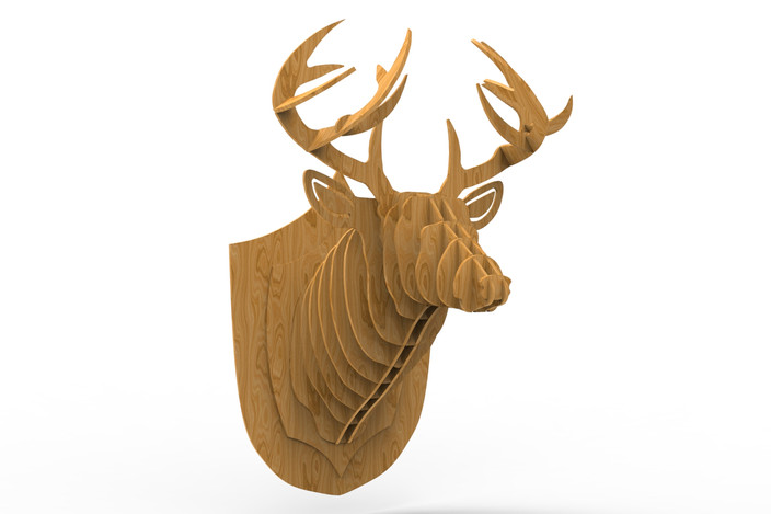 3D Deer Head 3mm Board - AutoCAD, Rhino, STEP / IGES - 3D CAD model ...