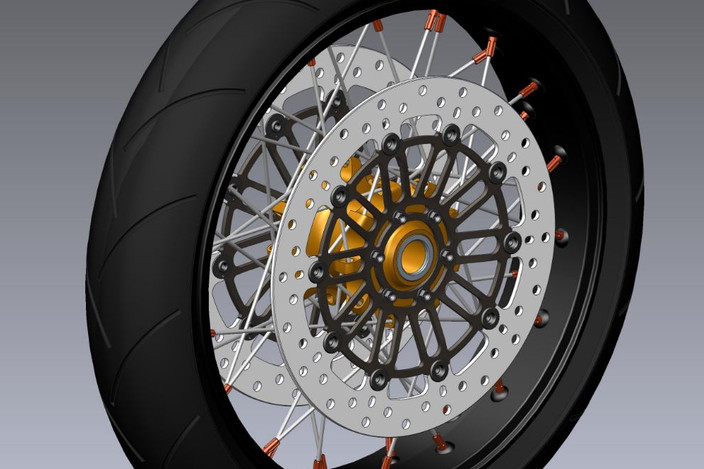 Motorcycle front wheel with spokes - STEP / IGES - 3D CAD model - GrabCAD